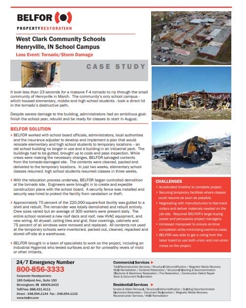 WEST CLARK COMMUNITY SCHOOLS - BELFOR Property Restoration - Canada